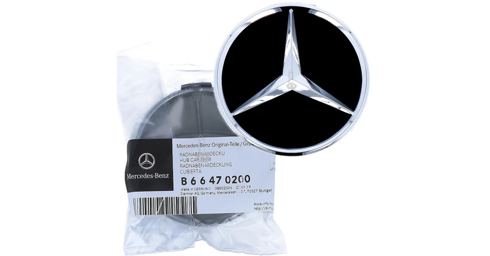 Gyári Mercedes 75mm-es fekete - króm alufelni kupak - embléma 5.000 Ft